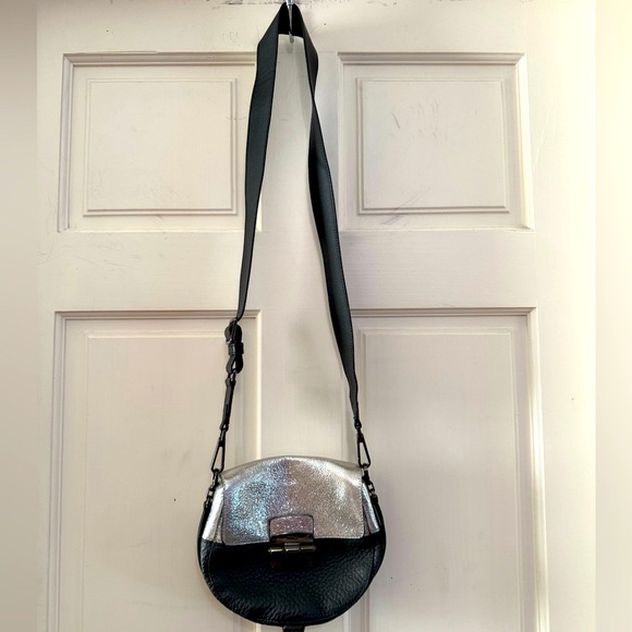 Furla | Bags | Furla Metallic Silver And Black Crossbody Bag | Poshmark